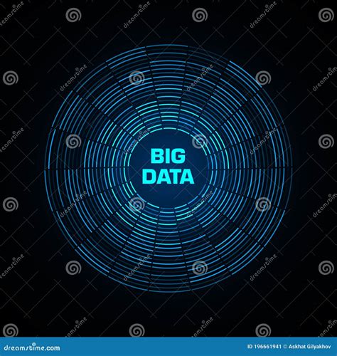 Big Data Visualization Blue Futuristic Circular Diagram With Copy Space In The Center Stock