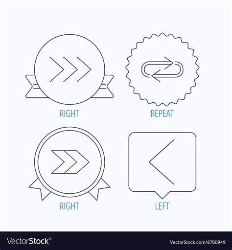 Arrows Icons Right Repeat Linear Signs Royalty Free Vector