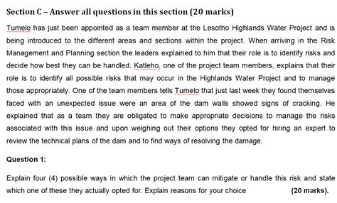 Solved Section C ﻿answer All Questions In This Section 20