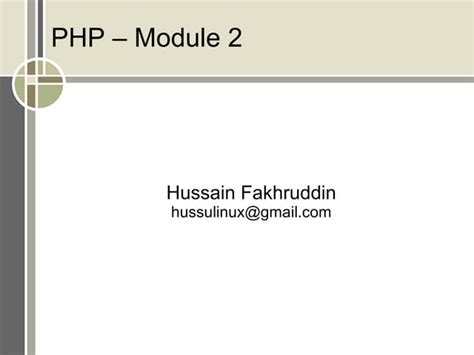 Php Mysql Training Module 2 Ppt
