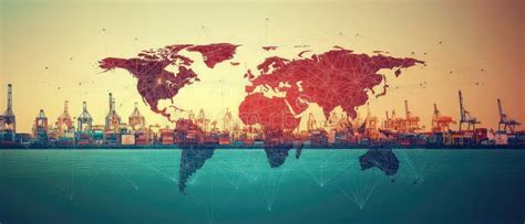 World Map Showing Logistic Network Distribution And Cargo Ships World Map Showing Logistic Network Distribution And Cargo Ships