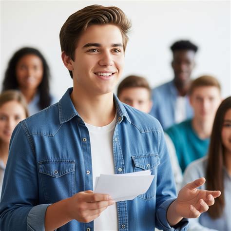 Student Confidently Introducing Himself