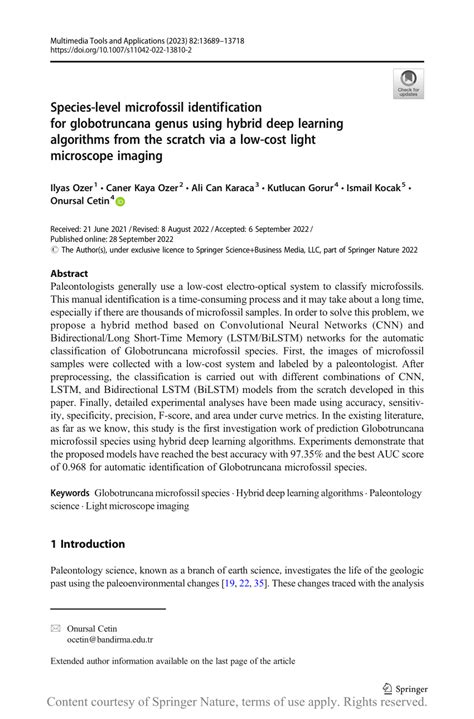 Species Level Microfossil Identification For Globotruncana Genus Using