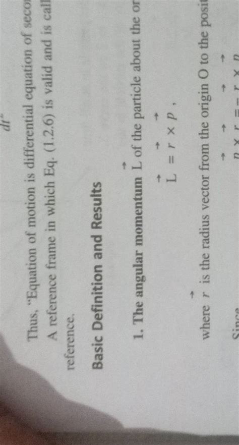 Thus Equation Of Motion Is Differential Equation Of Seco A Reference Fr