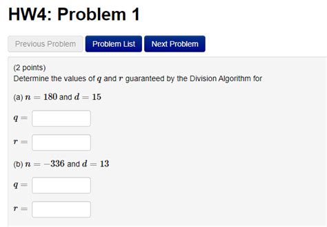 Solved Hw4 Problem 1 Previous Problem Problem List Next