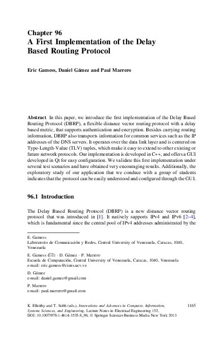 Pdf A First Implementation Of The Delay Based Routing Protocol