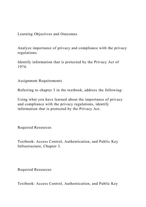 Learning Objectives And Outcomesanalyze Importance Of Priv Docx