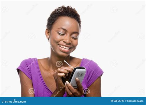 Woman Using Handheld Computer Stock Image Image Of Graceful Girl 62561727