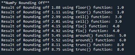 NumPy Rounding Off SourceCodester