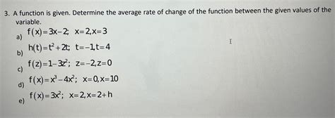 Solved A Function Is Given Determine The Average Rate Of Chegg