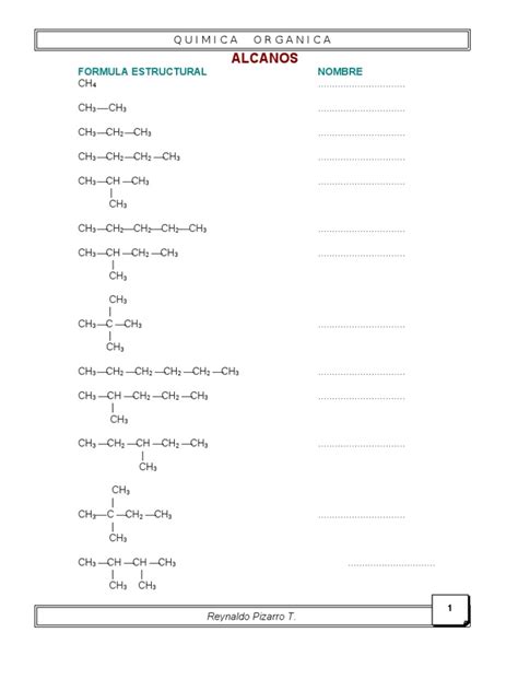Ejercicios Alcanos Pdf Química Sustancias Químicas