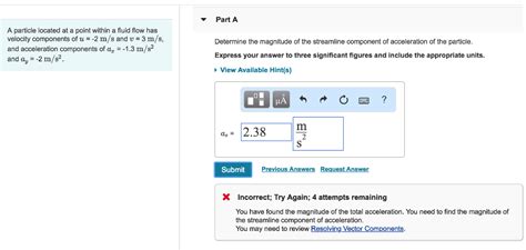 Solved Part A A Particle Located At A Point Within A Fluid Chegg Com