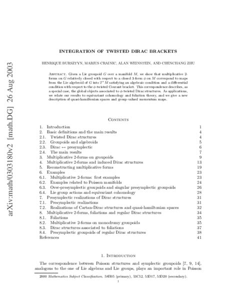 Pdf Integration Of Twisted Dirac Brackets