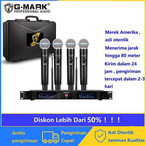 Jual Mikrofon Wireless Microphone G Mark G S Saluran Metal Tubuh Frekuensi Adjustable Untuk