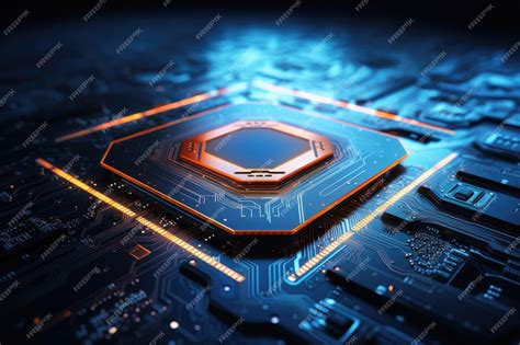 Premium Ai Image Powerful Quantum Cpu On Pcb Motherboard With Data Transfers