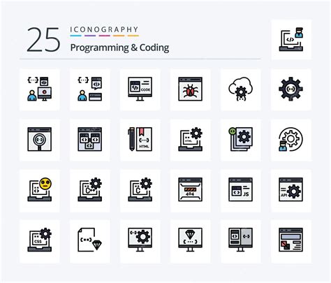 Premium Vector Programming And Coding 25 Line Filled Icon Pack