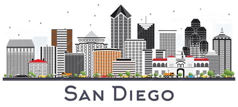 Premium Vector San Diego California City Skyline With Gray Buildings