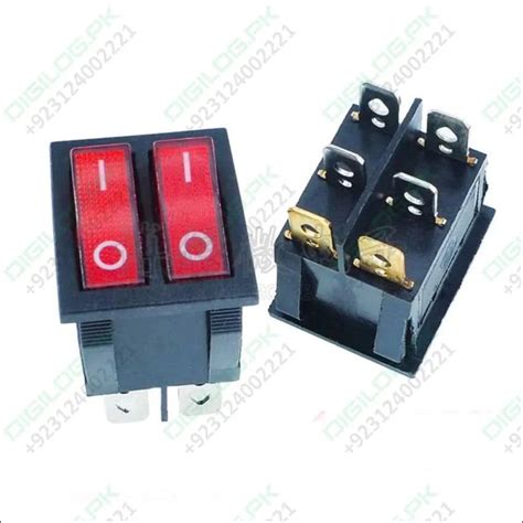 Kcd6 Plastic Dual Push Button Rocker Switch 6 Pin 12v 220v Lamp Latching Red On Off Boat Power