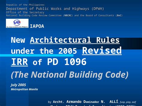 Ppt Republic Of The Philippines Department Of Public Works And Highways Dpwh Office Of The