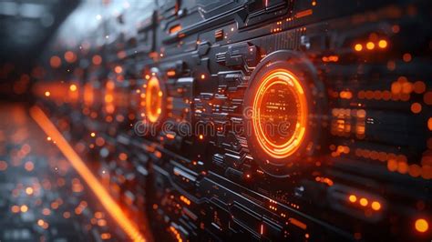 Futuristic Glowing Circuit Board In Closeup Highlighting Advanced Technology And Innovation