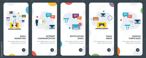 Set Of Concept Flat Design Icons For E Mail Marketing Message And Communication UX UI Vector
