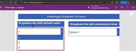 PowerApps Dropdown Items Custom Options Global SharePoint