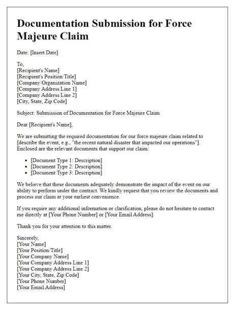 Letter Template For Construction Project Force Majeure Claim Free Samples In Pdf Letterin