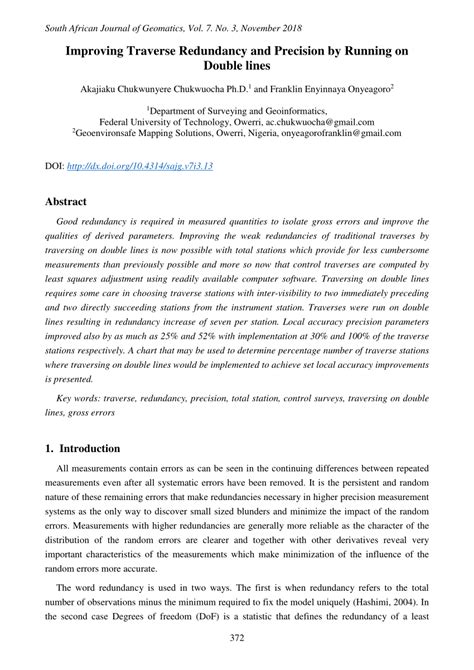 Pdf Improving Traverse Redundancy And Precision By Running On Double Lines
