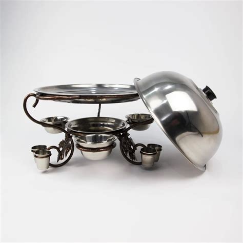 ᐉ Садж із соусницями та чарками для подачі та підігріву їжі Vip з нержавіючої сталі 36 см 2 10