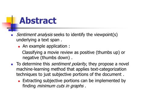 Ppt A Sentimental Education Sentiment Analysis Using Subjectivity Summarization Based On