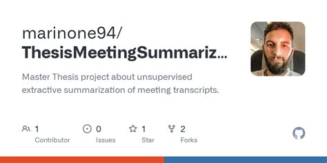 Github Marinone94 Thesismeetingsummarization Master Thesis Project