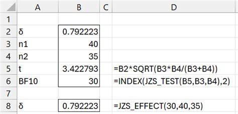 bayesian t test sample size real statistics using excel