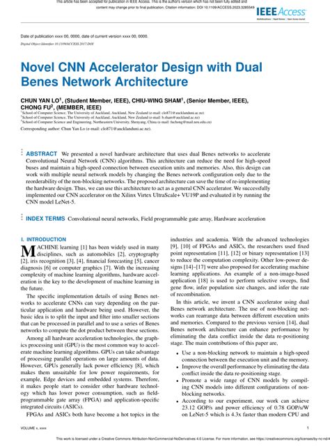Pdf Novel Cnn Accelerator Design With Dual Benes Network Architecture