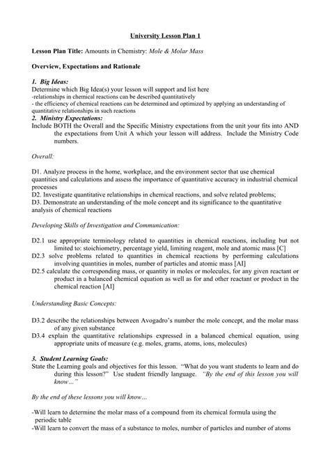 Summary Chart For Lesson Docslib