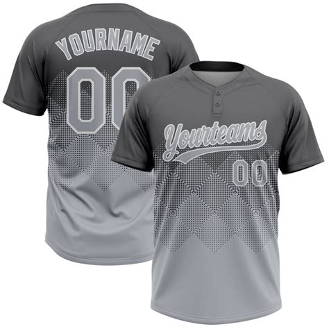 Custom 3d Pattern Softball Jersey Steel Gray Black White Two Button