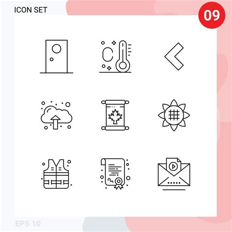 Set Of 9 Vector Outlines On Grid For Flora Canada Back Autumn Upload Editable Vector Design