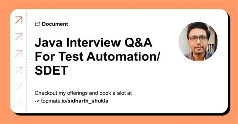 Sidharth Shukla On Linkedin Java Interview Qanda For Test Automation