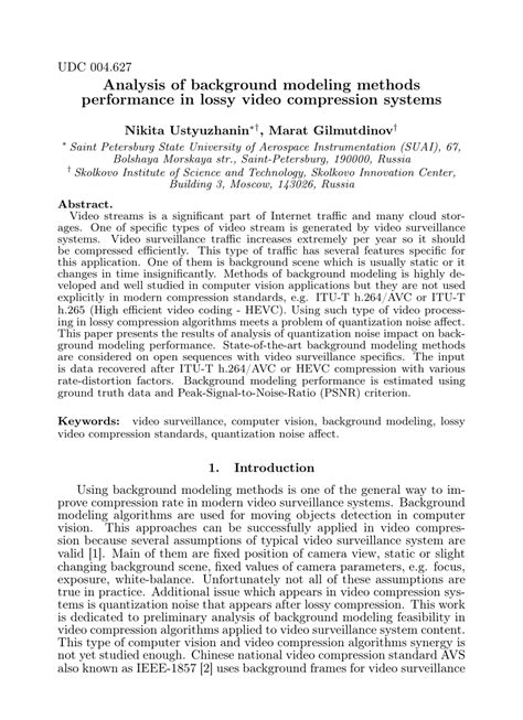 Pdf Analysis Of Background Modeling Methods Performance In Lossy