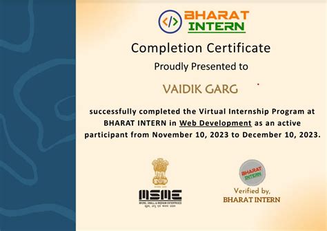 Vaidik Garg On Linkedin Webdevelopment Bharat Coding Bharatintern
