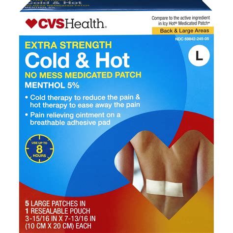 Cvs Health Extra Strength Cold And Hot Medicated Patches Large 5 Ct