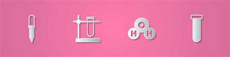 종이 컷 피펫 스탠드에 시험관 플라스크 H2o 및 아이콘에 대한 공식을 설정합니다 종이 아트 스타일 벡터 3차원 형태에 대한 스톡 벡터 아트 및 기타 이미지 Istock