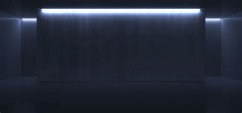 네온 빛나는 형광 활기찬 파란 빈 단계 스튜디오 클럽 댄스 조명 룸 반사 우아한 공상 과학 Fi 미래 홀 자외선 3d 렌더링 3차원 형태에 대한 스톡 사진 및 기타 이미지