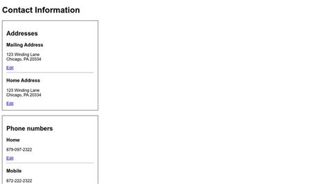 Contact Info Prototype Contact Info Prototype