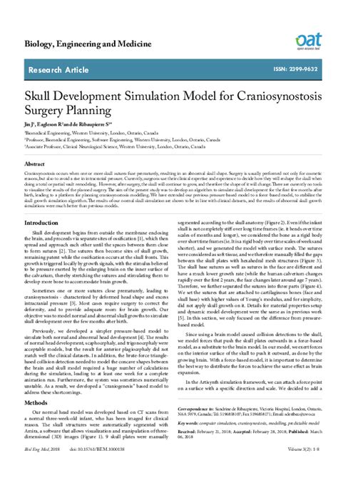 Pdf Skull Development Simulation Model For Craniosynostosis Surgery Planning