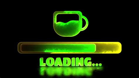 Neon Light Effect Loop Coffee Download Icon Window Black Background
