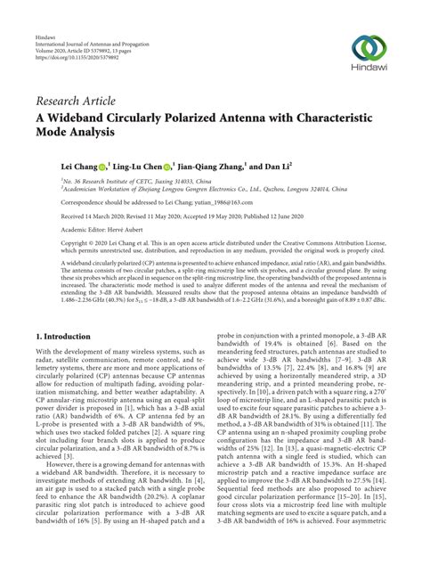 Pdf A Wideband Circularly Polarized Antenna With Characteristic Mode Analysis