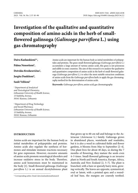Pdf Investigation Of The Qualitative And Quantitative Composition Of