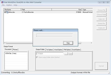 Free Word Excel To Htm Html Converter Main Window Word Pdf Converter