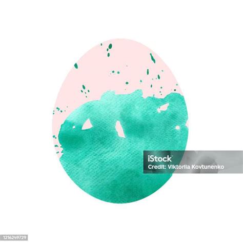 에메랄드 부활절 달걀 핑크 탑 흰색 배경에 수채화 그림을 손으로 그리기 0명에 대한 스톡 벡터 아트 및 기타 이미지 0명 개체 그룹 계절 Istock
