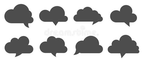 Dark Gray Cloud Speech Bubbles Set Stock Illustration Illustration Of Design Simple 319847879